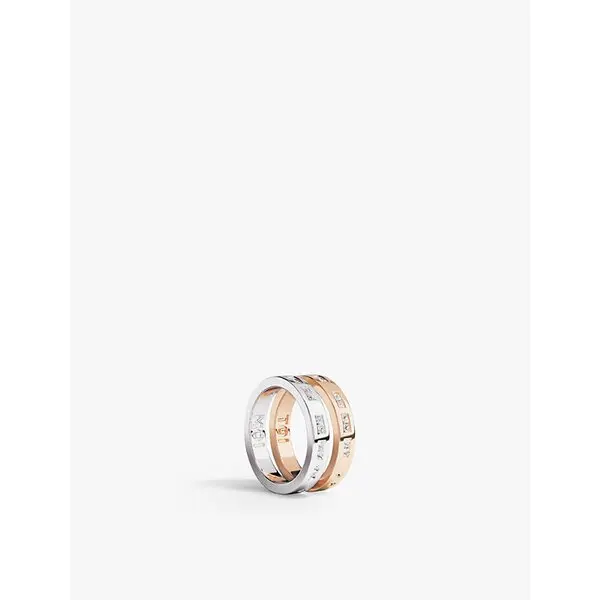 APM MONACO Toi Moi Morse Code Ring In 18ct Rose Gold-plated Metal Alloy And Cubic Zirconia - Silver