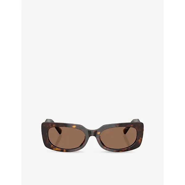 JIMMY CHOO Tortoiseshell Acetate Rectangle Sunglasses - Brown