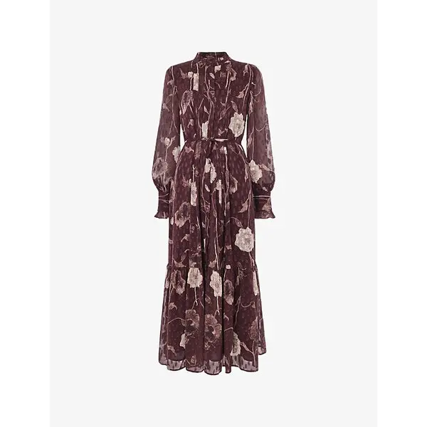 Whistles Floral-print Tie-waist Midi Dress - Multi-coloured