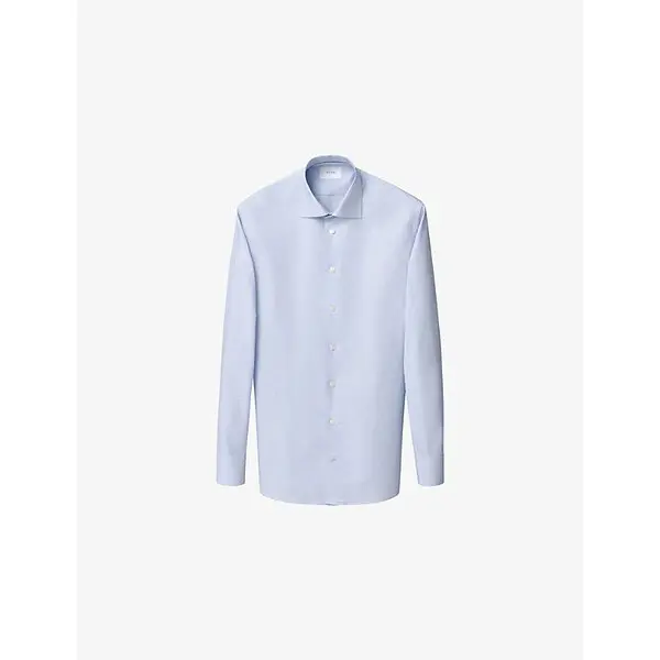 Eton Checked Slim-fit Cotton-twill Shirt - Light Blue