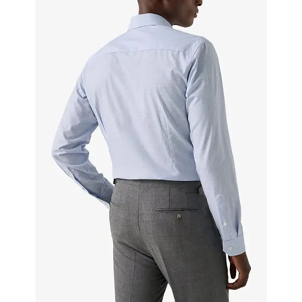 Eton Checked Slim-fit Cotton-twill Shirt - Light Blue
