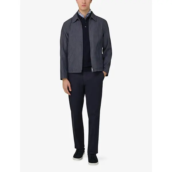 Boggi Milano Linen-blend Bomber Jacket