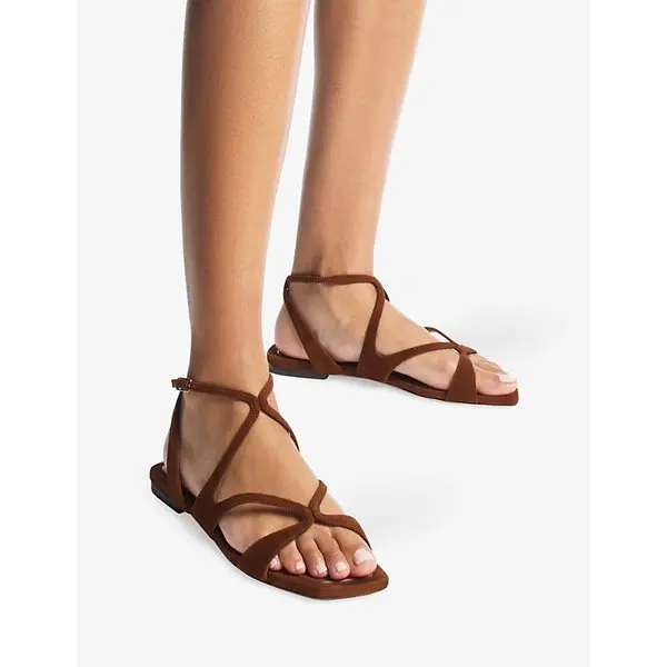 JIMMY CHOO Ayla Suede Flat Sandals - Tan
