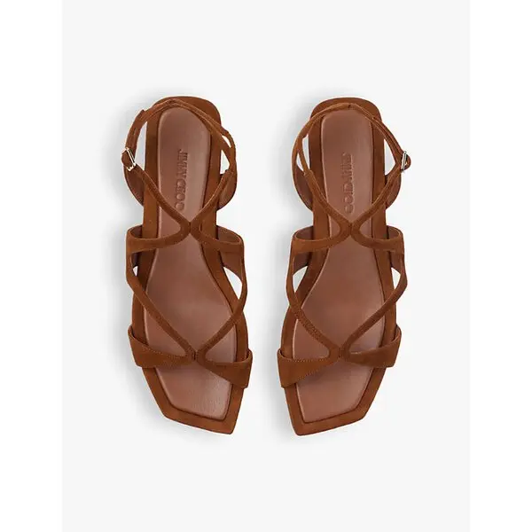 JIMMY CHOO Ayla Suede Flat Sandals - Tan