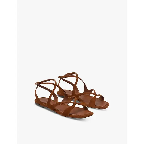 JIMMY CHOO Ayla Suede Flat Sandals - Tan