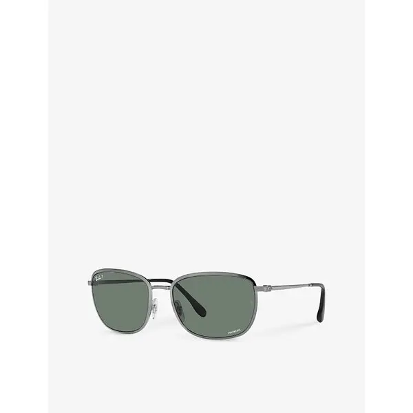 Ray-ban Rb3705 Chromance Square-frame Metal Sunglasses