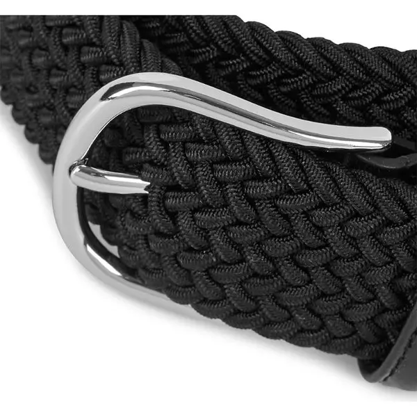 Anderson's Woven Elastic And Leather Belt - Black