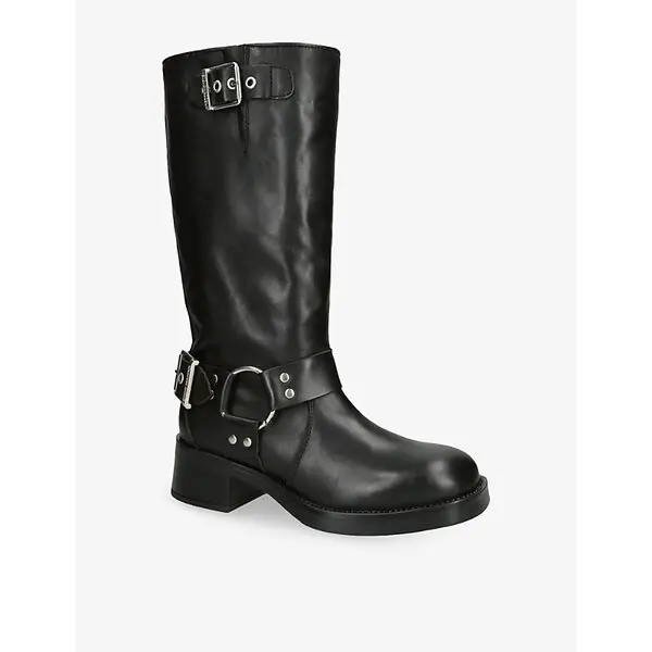 Steve Madden Beau Buckled Leather Boots - Black