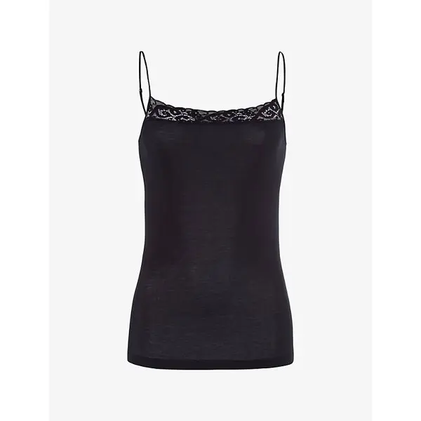 Hanro Moments Camisole With French Lace Trim - Black
