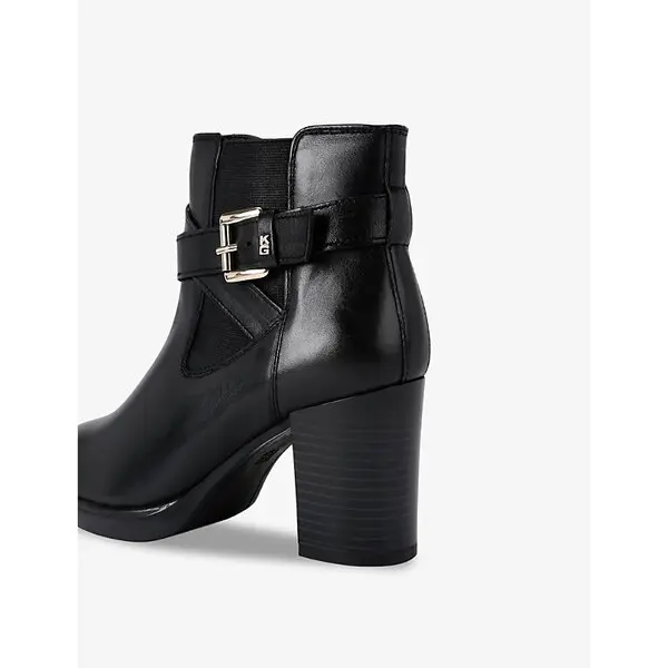 Kurt Geiger Sage Leather Heeled Ankle Boots With Buckle Strap