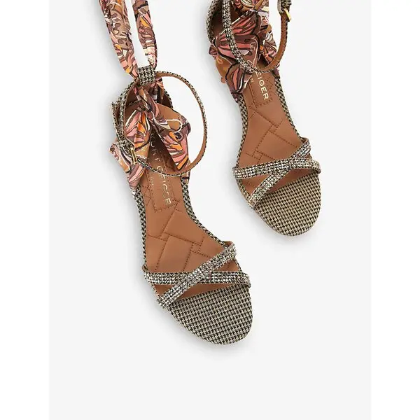 Kurt Geiger Woven Heeled Sandals With Scarf Tie Detail