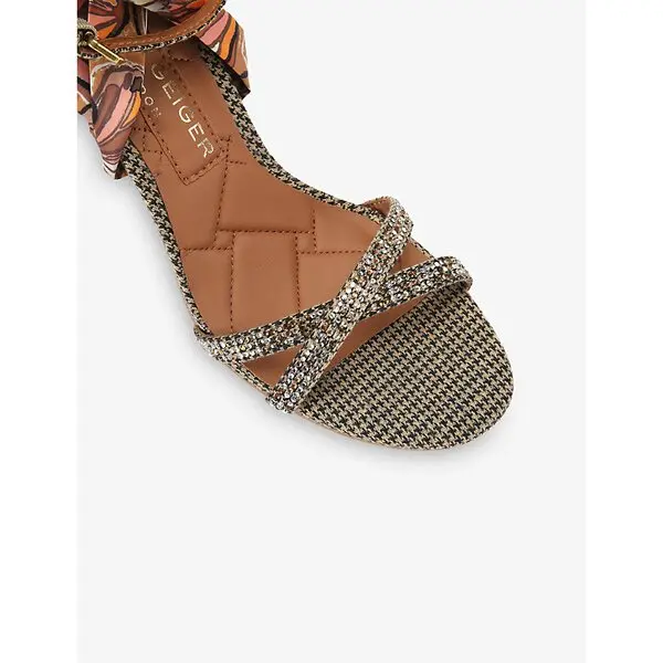 Kurt Geiger Woven Heeled Sandals With Scarf Tie Detail