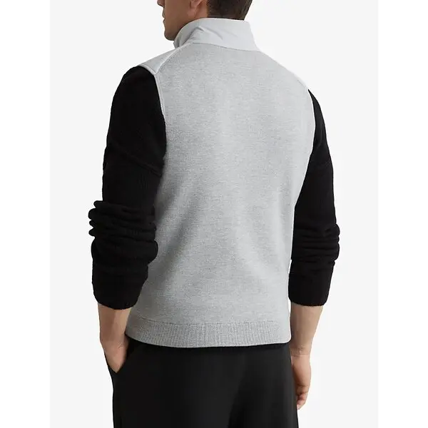 REISS Zip-through Stretch-woven Gilet - Soft Grey