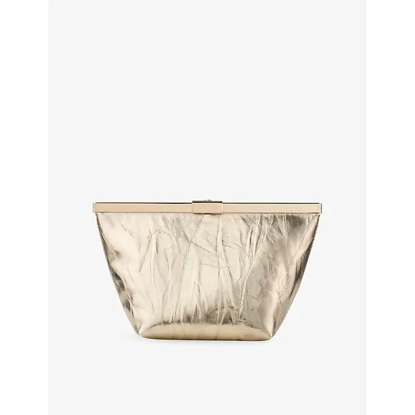 JIMMY CHOO Metallic-leather Clutch Bag - Light Platinum/light