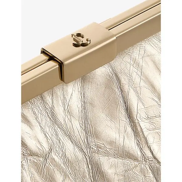JIMMY CHOO Metallic Leather Clutch Bag - Light Platinum/light