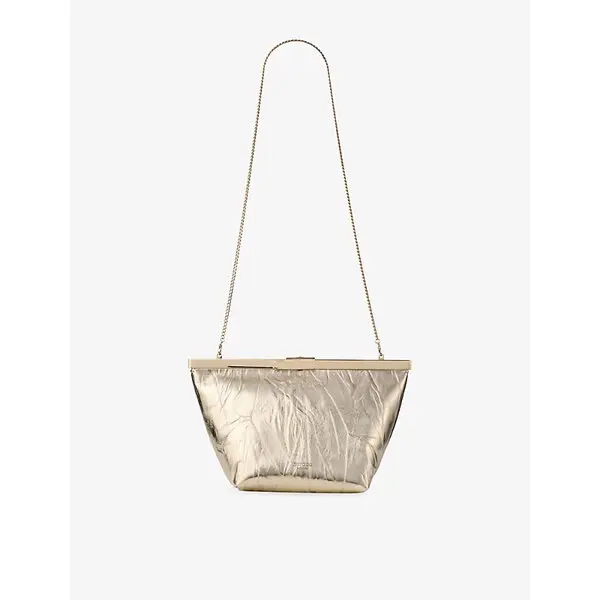 JIMMY CHOO Metallic Leather Clutch Bag - Light Platinum/light