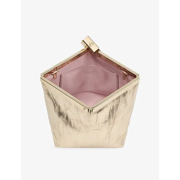 JIMMY CHOO Metallic Leather Clutch Bag - Light Platinum/light