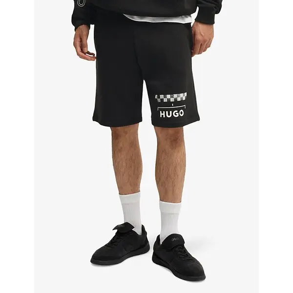 Hugo Branded-print Cotton-jersey Shorts
