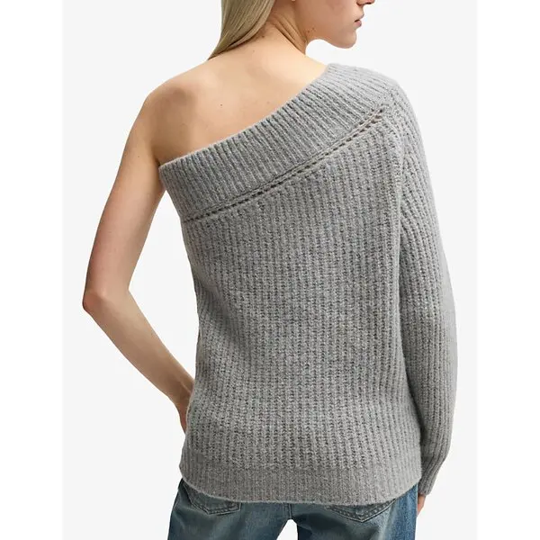 Hugo One-shoulder Brushed-texture Stretch-knit Jumper