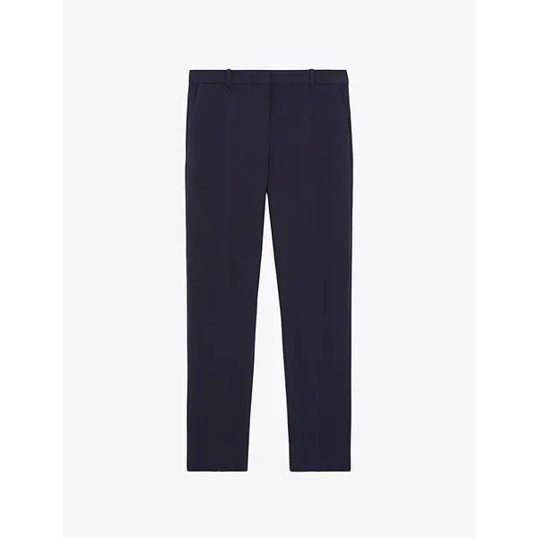 The Kooples High-rise Straight-cut Stretch-woven Trousers - Nav03