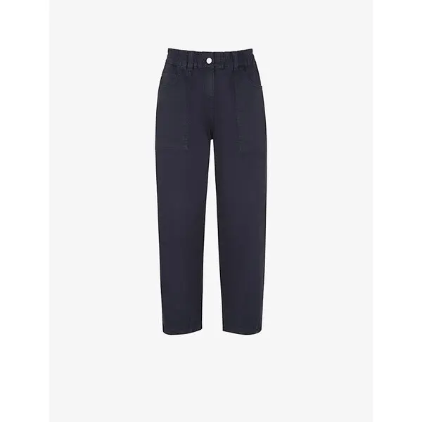 Whistles Tessa Cropped Cotton Trousers - Black