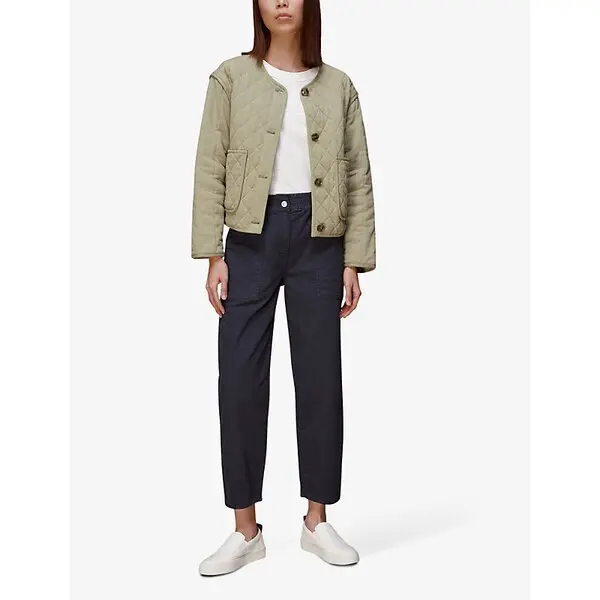 Whistles Tessa Cropped Cotton Trousers - Black