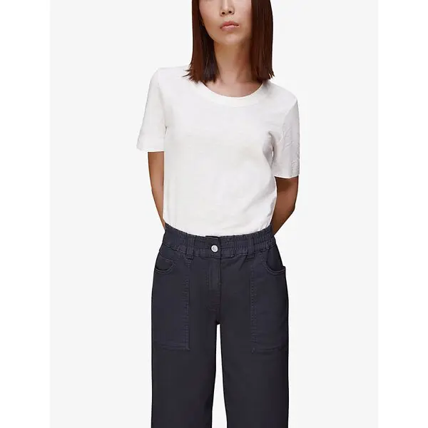 Whistles Tessa Cropped Cotton Trousers - Black