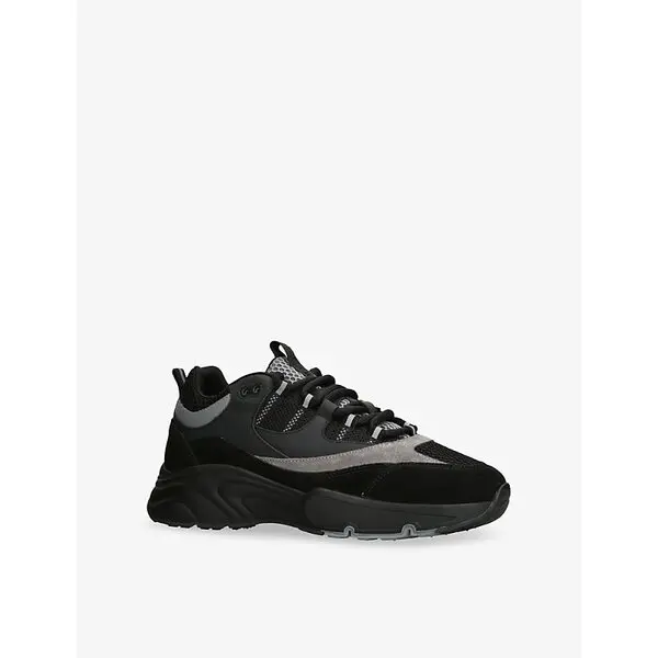 CLEENS Aero Runner Leather, Suede And Mesh Trainers - Black