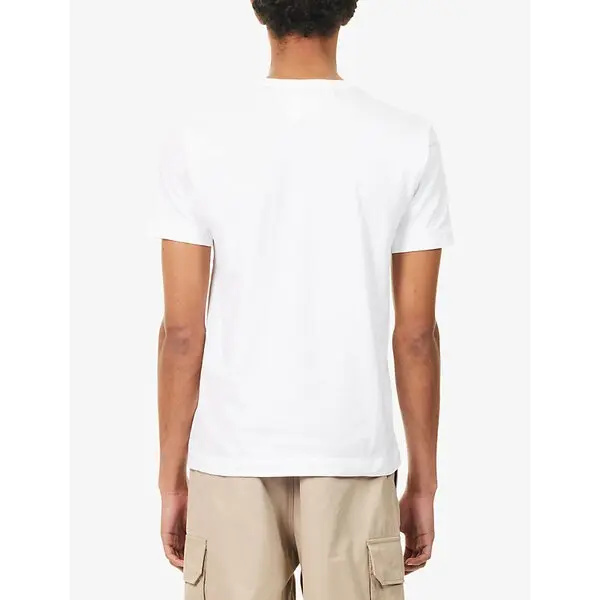 Play Comme Des Garcon Embroidered-logo Crewneck Cotton T-shirt - White