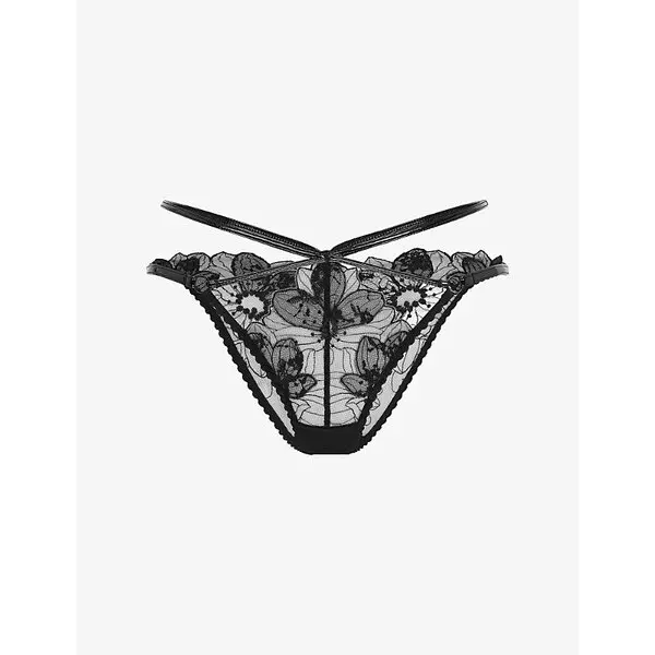 Agent Provocateur Litzia Embroidered Lace Brief - Black