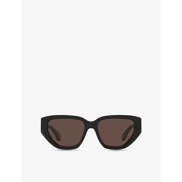 Chloé Cat-eye Acetate Sunglasses With Branded Hardware - Black