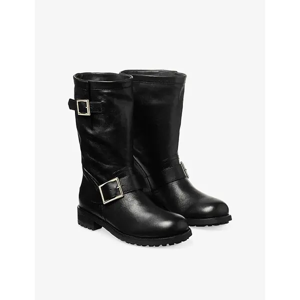 JIMMY CHOO Biker Mid Leather Boots