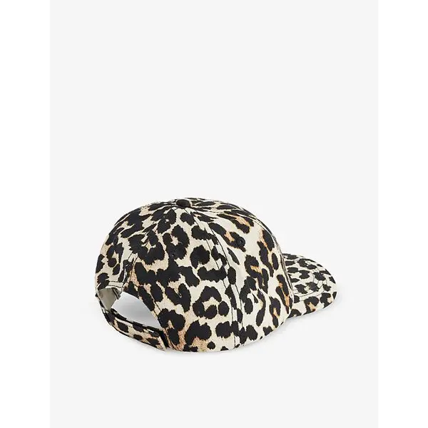 GANNI Logo-embroidered Animal-print Cap - Leopard