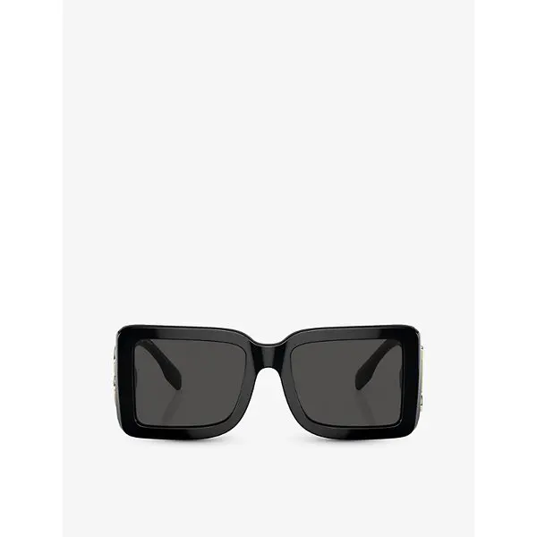 Burberry Be4406u Square Frame Acetate Sunglasses With Oversized Branding - Black
