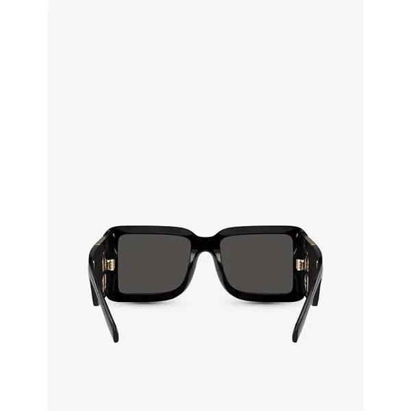 Burberry Be4406u Square Frame Acetate Sunglasses With Oversized Branding - Black