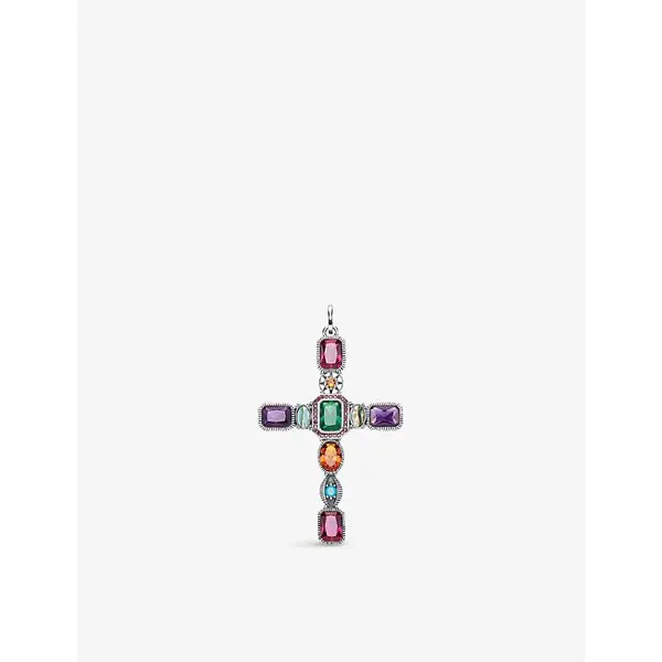 THOMAS SABO Sterling Silver And Gemstone Cross Pendant - Multicoloured