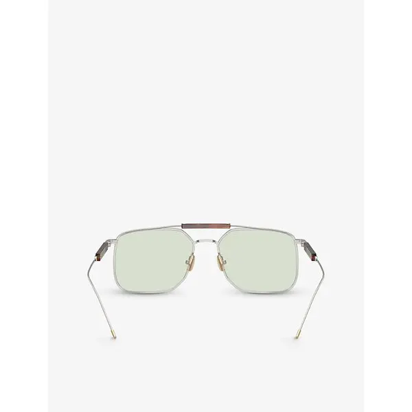 Brunello Cucinelli Square-frame Titanium Sunglasses - Silver