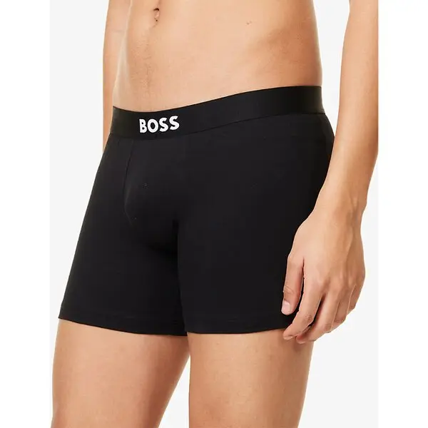 BOSS One X David Beckham Logo-waistband Pack Of Three Stretch-cotton Boxers - Black