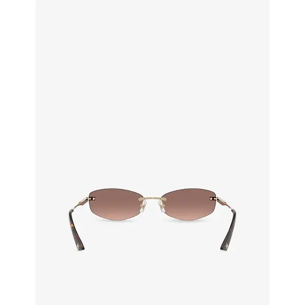 JIMMY CHOO Oval Frame Metal Sunglasses - Gold