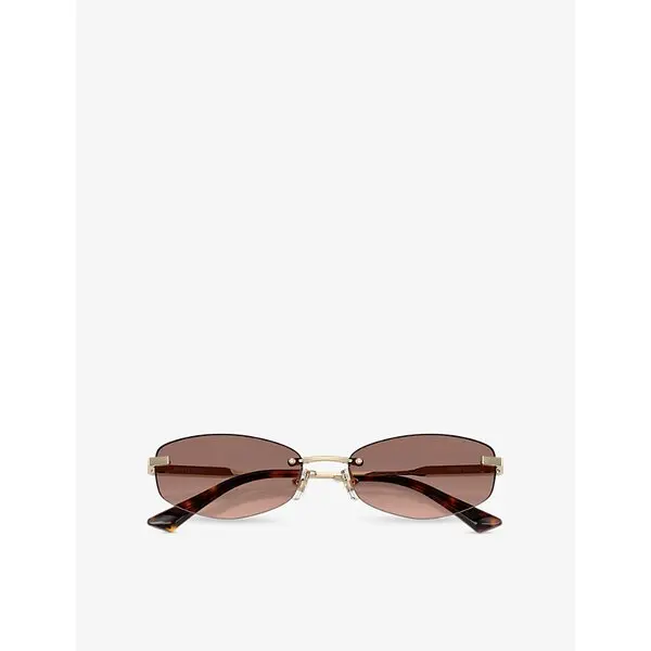 JIMMY CHOO Oval Frame Metal Sunglasses - Gold