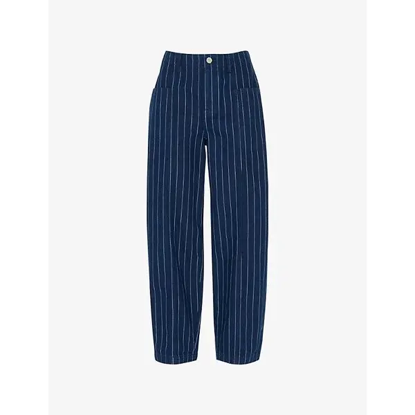 Whistles Pinstriped Barrel-leg High-rise Jeans