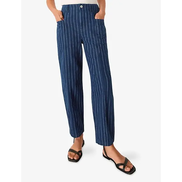 Whistles Pinstriped Barrel-leg High-rise Jeans