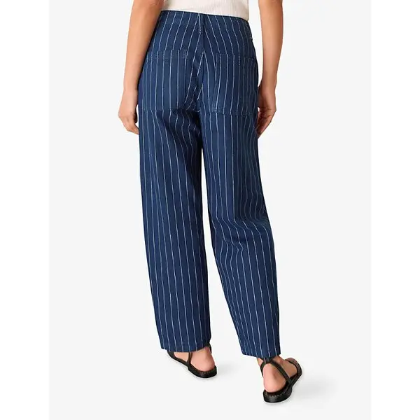 Whistles Pinstriped Barrel-leg High-rise Jeans