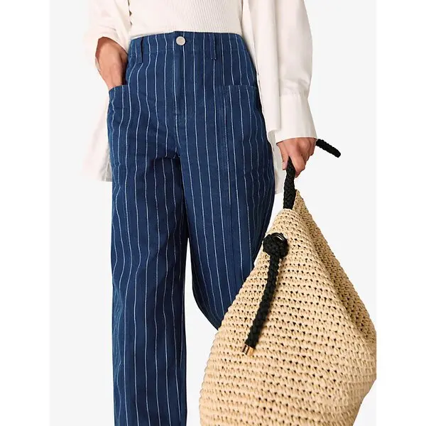Whistles Pinstriped Barrel-leg High-rise Jeans
