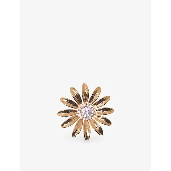 Maje Flower Rhinestone-embellished Brass Brooch - Gold