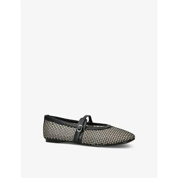 Steve Madden Embellished Mesh Ballet Flats With Buckle Strap