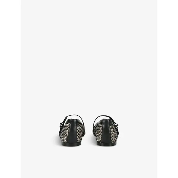 Steve Madden Embellished Mesh Ballet Flats With Buckle Strap