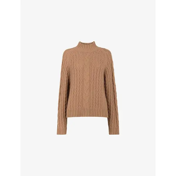 Whistles Cropped Cable-knit Wool-blend Jumper - Tan