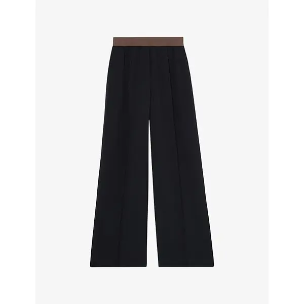 REISS Wilde Wide-leg High-rise Stretch-woven Trousers - Navy