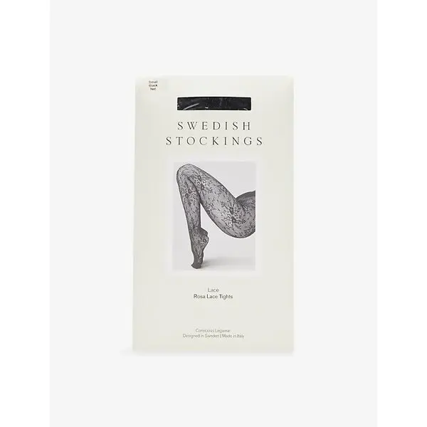Swedish Stockings Lace Pattern Stretch-knit Tights - Black